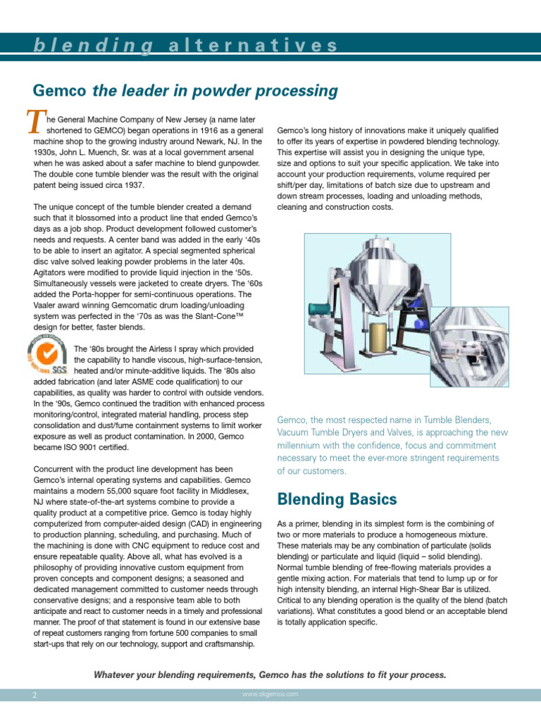 11 Blender Brochure 16pg | PDF | Valve | Liquids