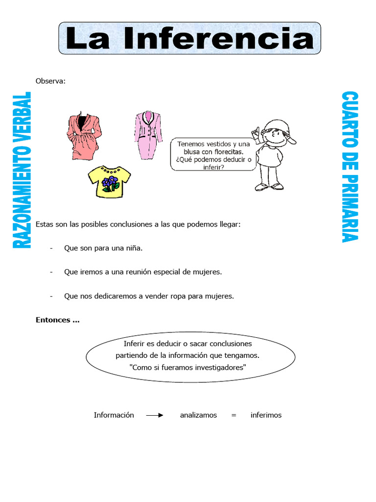 Ficha La Inferencia para Cuarto de Primaria | PDF | Inferencia ...