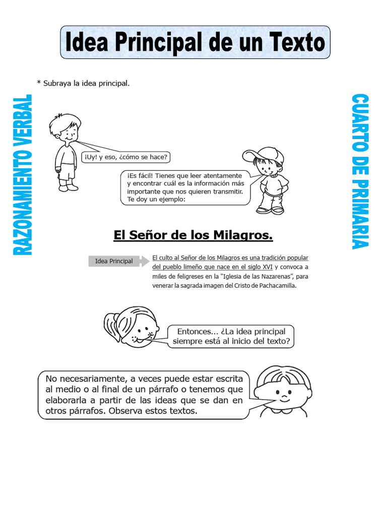 Ficha Idea Principal de Un Texto para Cuarto de Primaria | PDF | Tierra