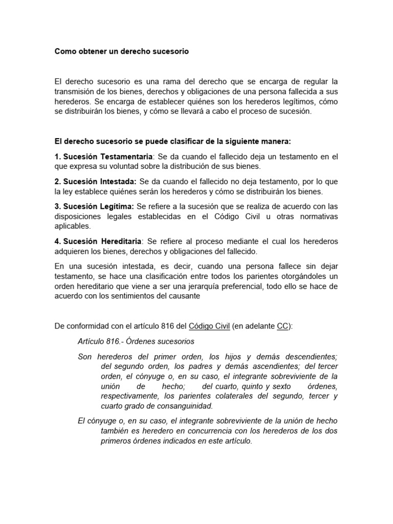 Como Obtener Un Derecho Sucesorio Segunda Sesion 1 Unidad | PDF ... Como Obtener Un Derecho Sucesorio Segunda Sesion 1 Unidad | PDF ...