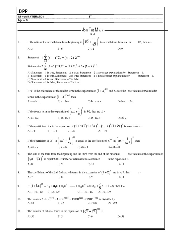 DPP BT | PDF | Rational Number | Numbers