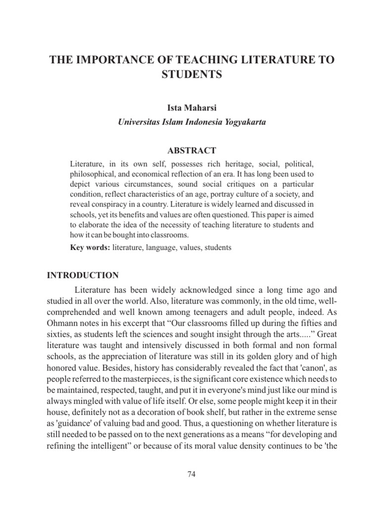 Importance of Literature in Education | PDF