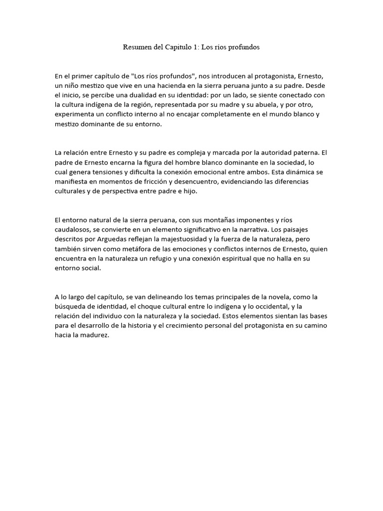 Resumen de Los Capitulos de Los Rios Profundos | PDF | Educación en ...