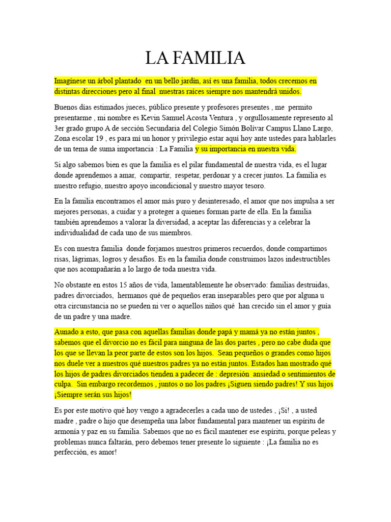La Importancia de la Familia en Nuestras Vidas | PDF | Amor