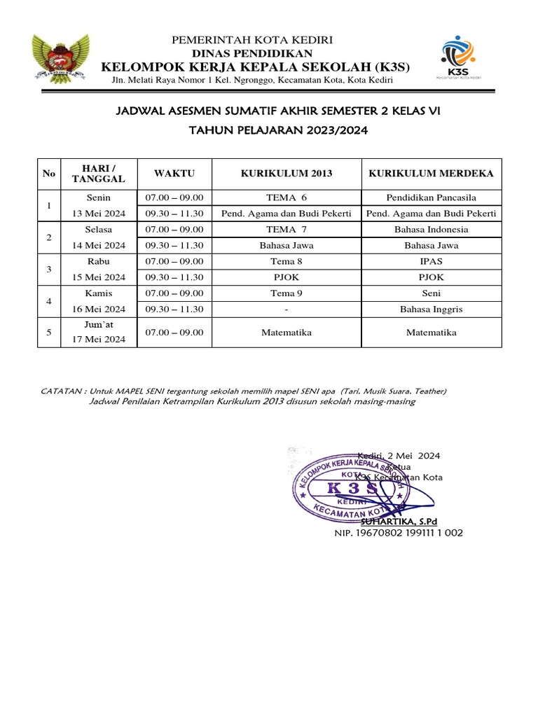 Jadwal Asas 2 KLS.6 TH 2023-2024 | PDF