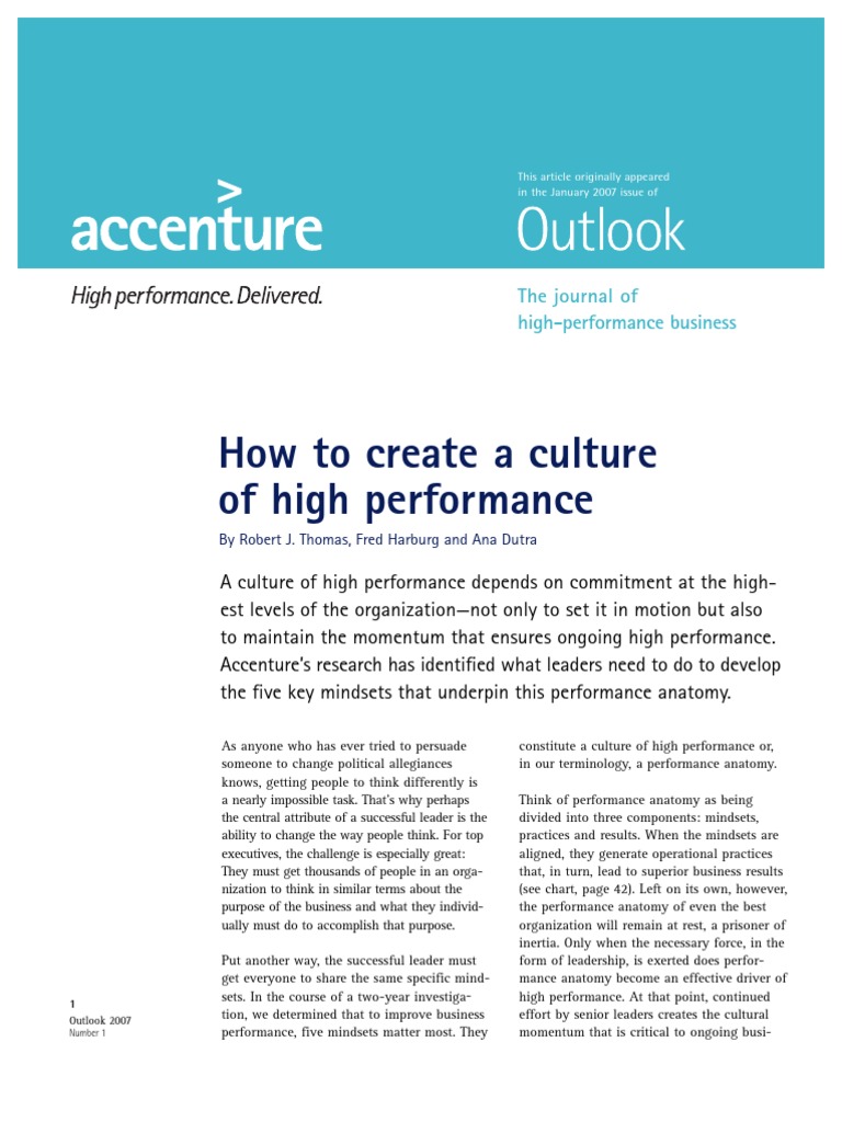 V-Accenture - How To Create A Culture of High Performance | PDF ...