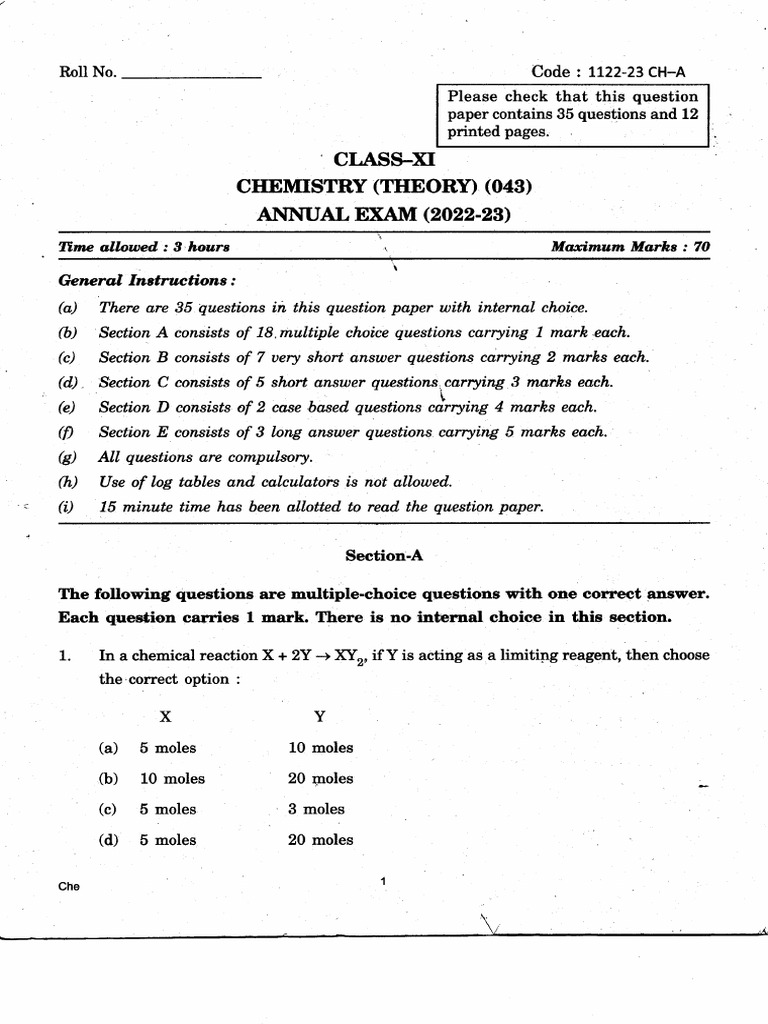 Previous Year QP & MS 2022-23 | PDF