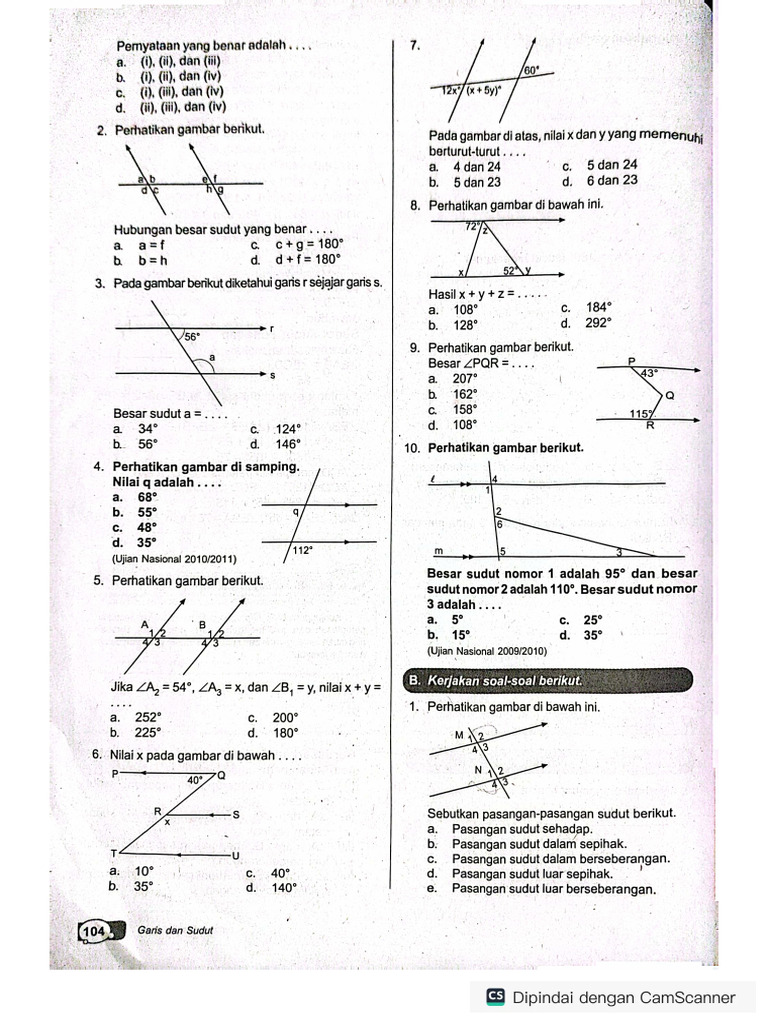 soal sudut pd grs sejajar | PDF