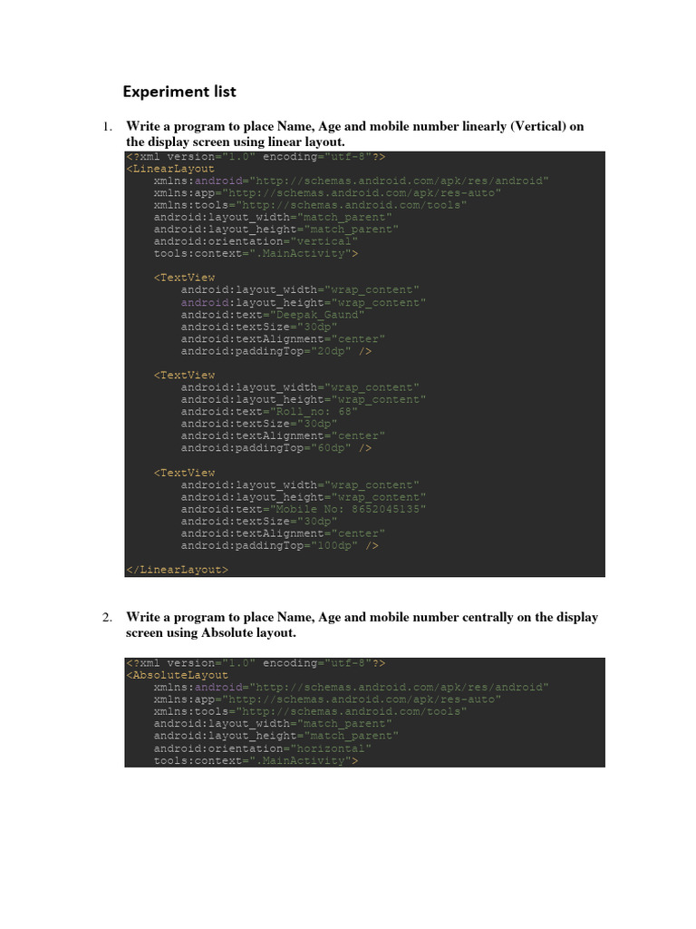MAD Practical List | Download Free PDF | Android (Operating System) | Computing