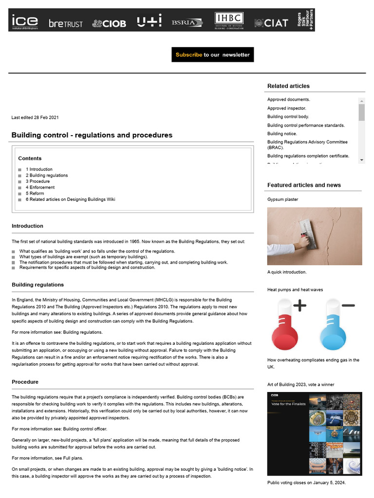 Building Control - Regulations and Procedures - Designing Buildings ...