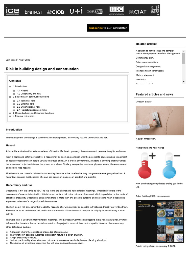 Risk in Building Design and Construction - Designing Buildings | PDF ...