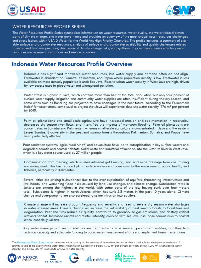 indonesia_country_profile_final | PDF | Groundwater | Water Scarcity