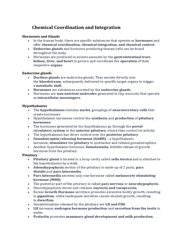 Hormonal Coordination in Human Body | PDF | Adrenal Gland | Pituitary Gland