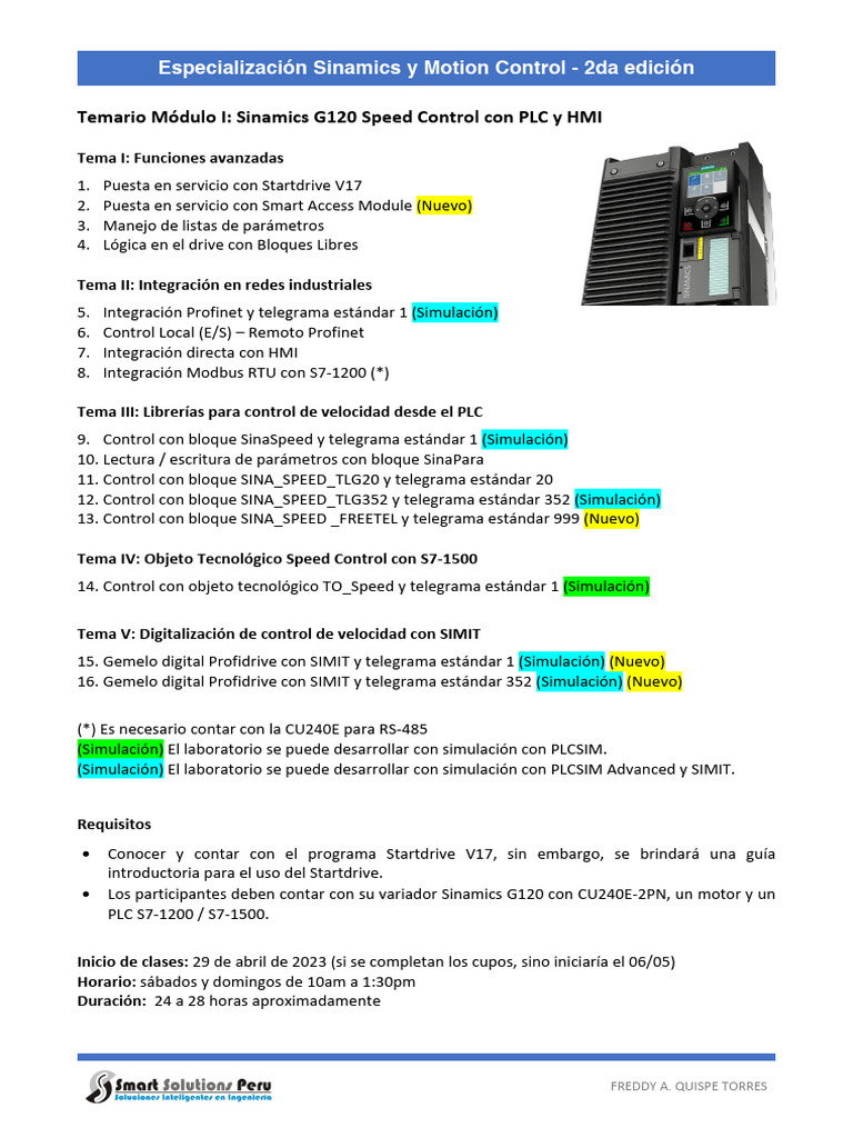 Especializacion Sinamics y Motion Control | PDF | Cinemática | Mecánica