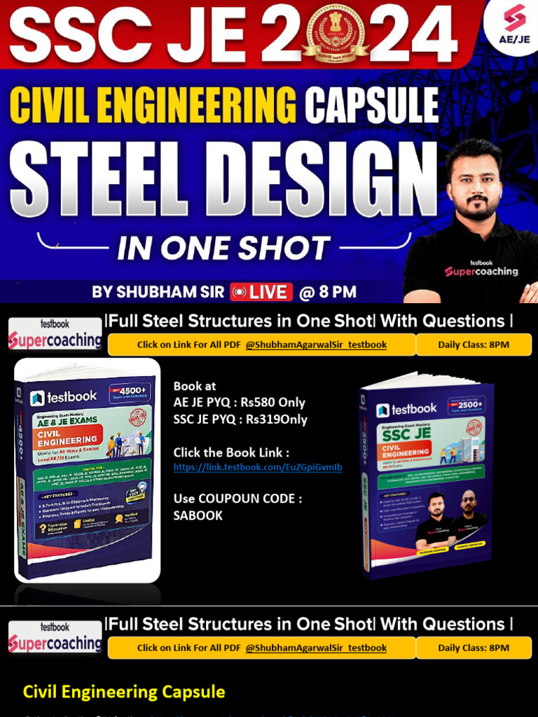 Steel Structures Capsule by Shubham Agarwal Sir Testbook | PDF | Screw ...