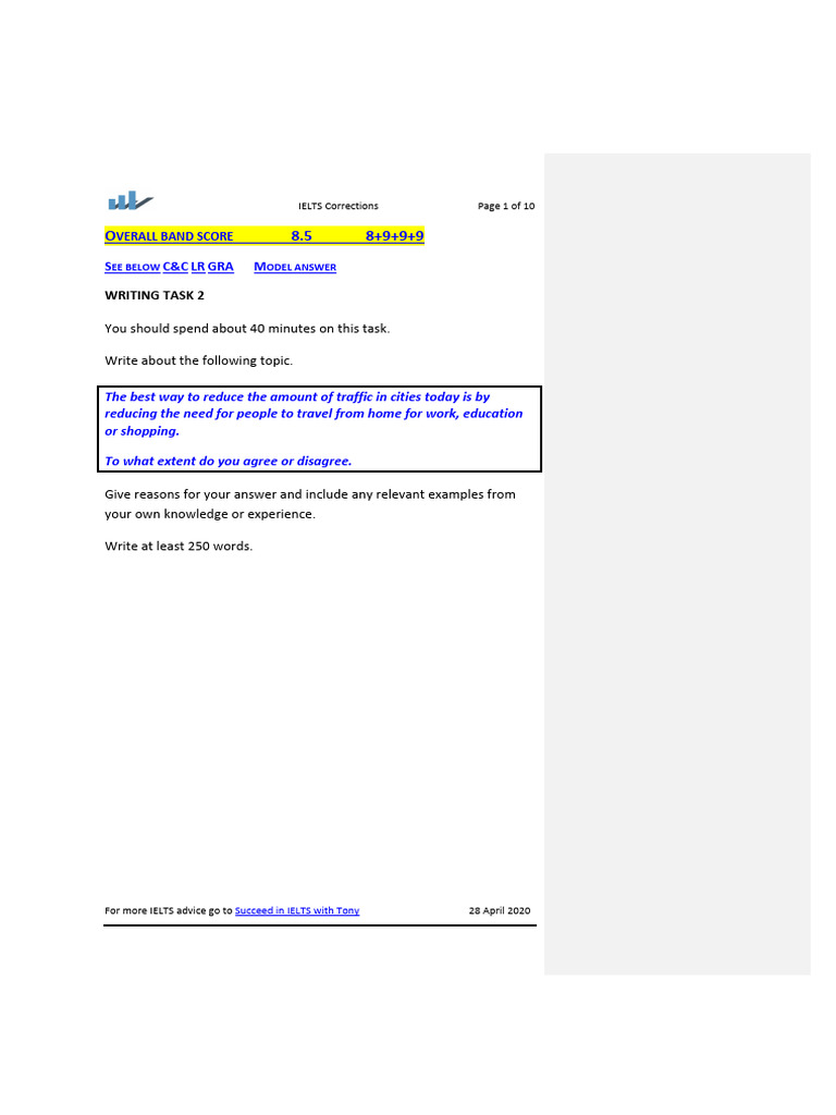 IELTS Writing Task 2 Analysis | PDF | Public Transport | Traffic Congestion