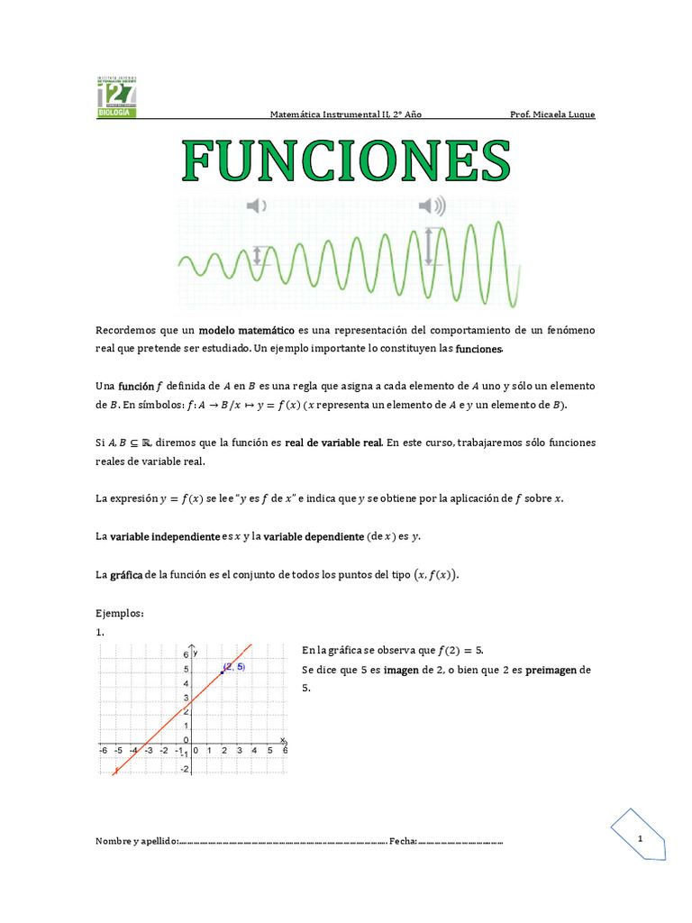 1. FUNCIONES | PDF | Función (Matemáticas) | Variable (Matemáticas)