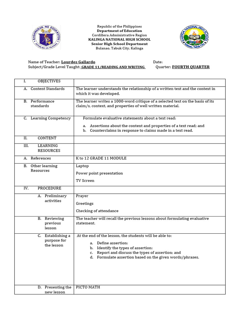 LP For Types of Assertion | PDF
