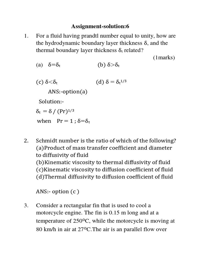 Assignment Solution 6 | PDF | Boundary Layer | Dynamics (Mechanics)