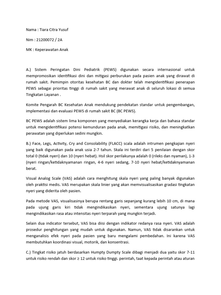 Tugas Kep Anak Tiara Citra Yusuf 21200072 | PDF