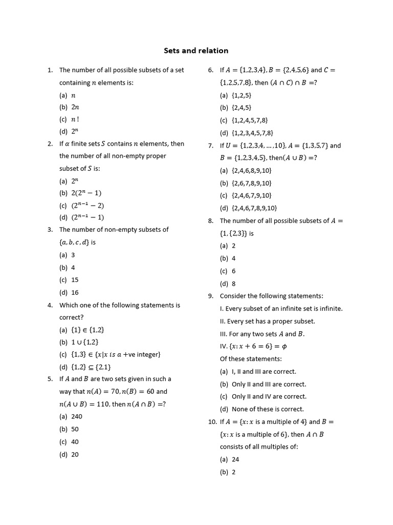 sets and relation | PDF | Element (Mathematics) | Set (Mathematics)
