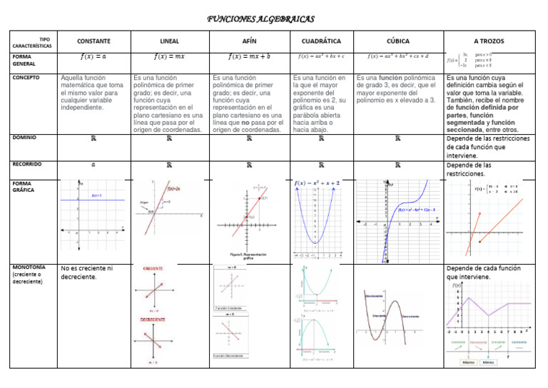 Funciones Algebraicas | Descargar gratis PDF | Función (Matemáticas) | Polinomio
