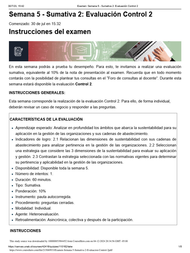 Examen Semana 5 Sumativa 2 Evaluacio N Control 2 PDF | PDF | Netflix | Evaluación