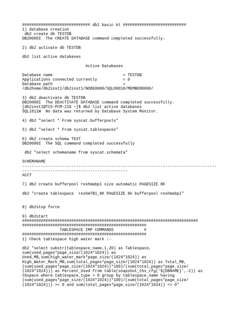 DB 2 Basic | PDF | Ibm Db2 | Databases