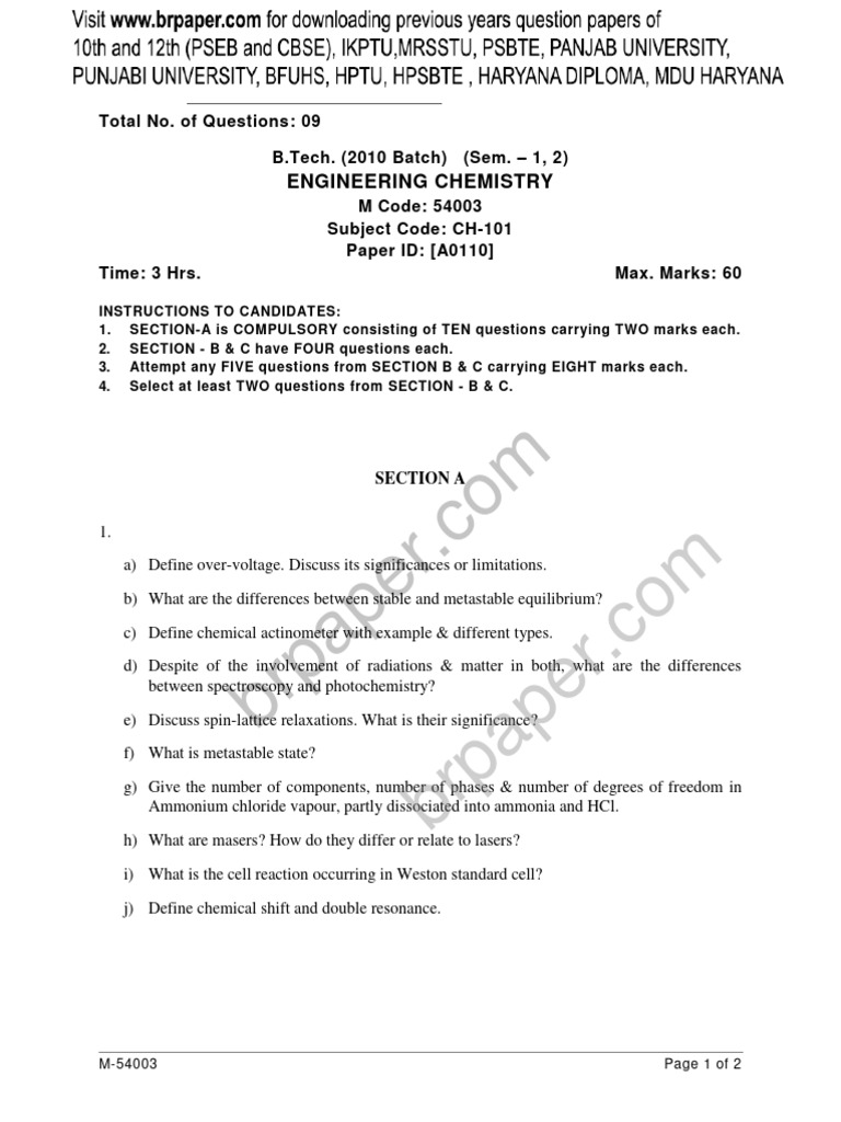 Chem(1st&2nd)May2018 | PDF | Applied And Interdisciplinary Physics | Physical Sciences