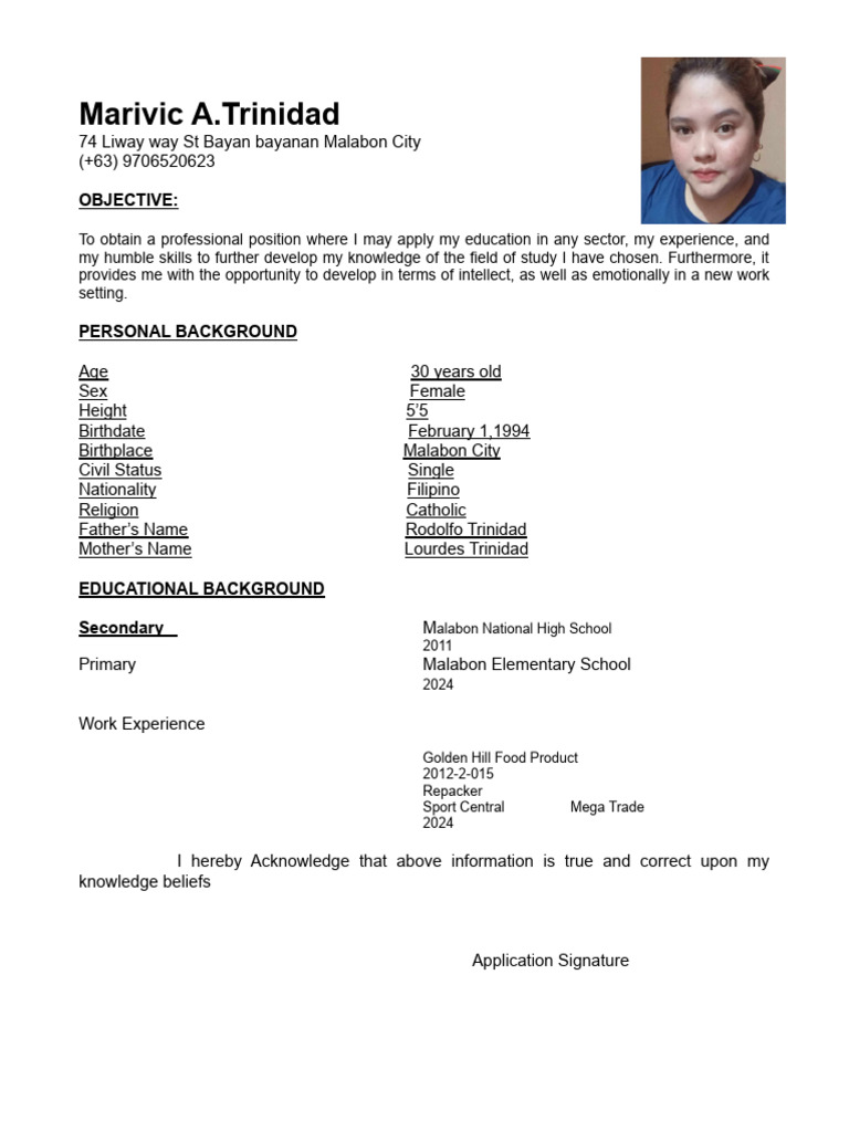 Resume Marivic | PDF