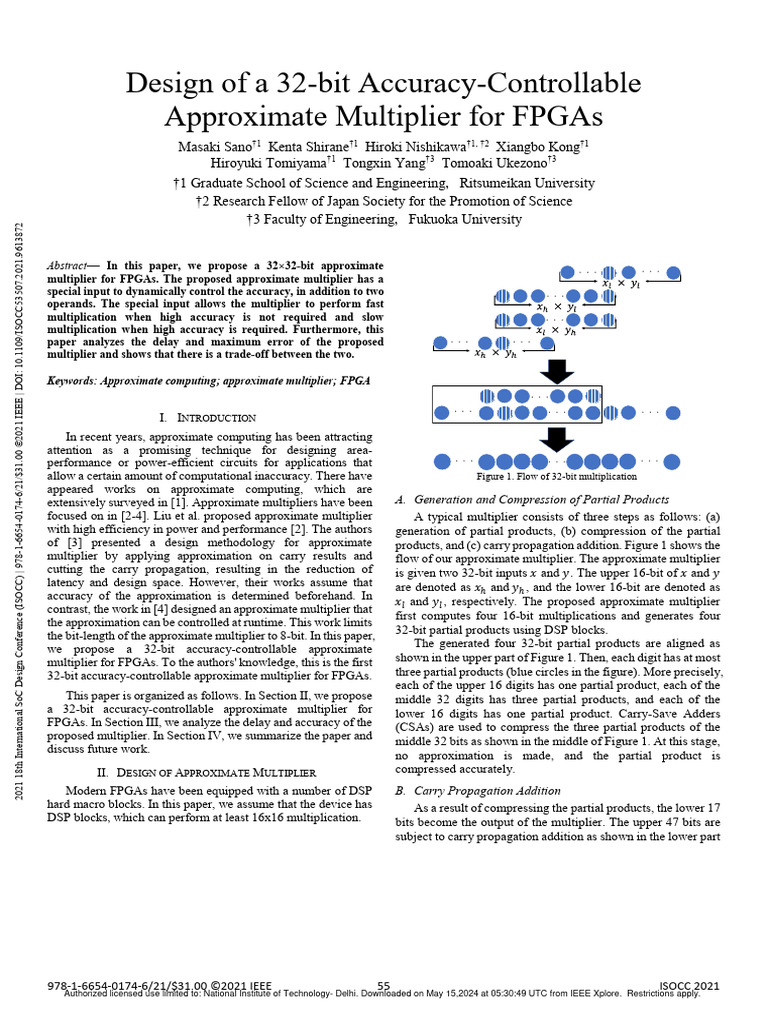 Design of A 32-Bit Accuracy-Controllable Approximate Multiplier For FPGAs | PDF | Digital ...