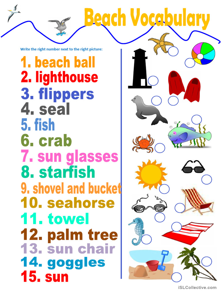 Beach Vocabulary | PDF