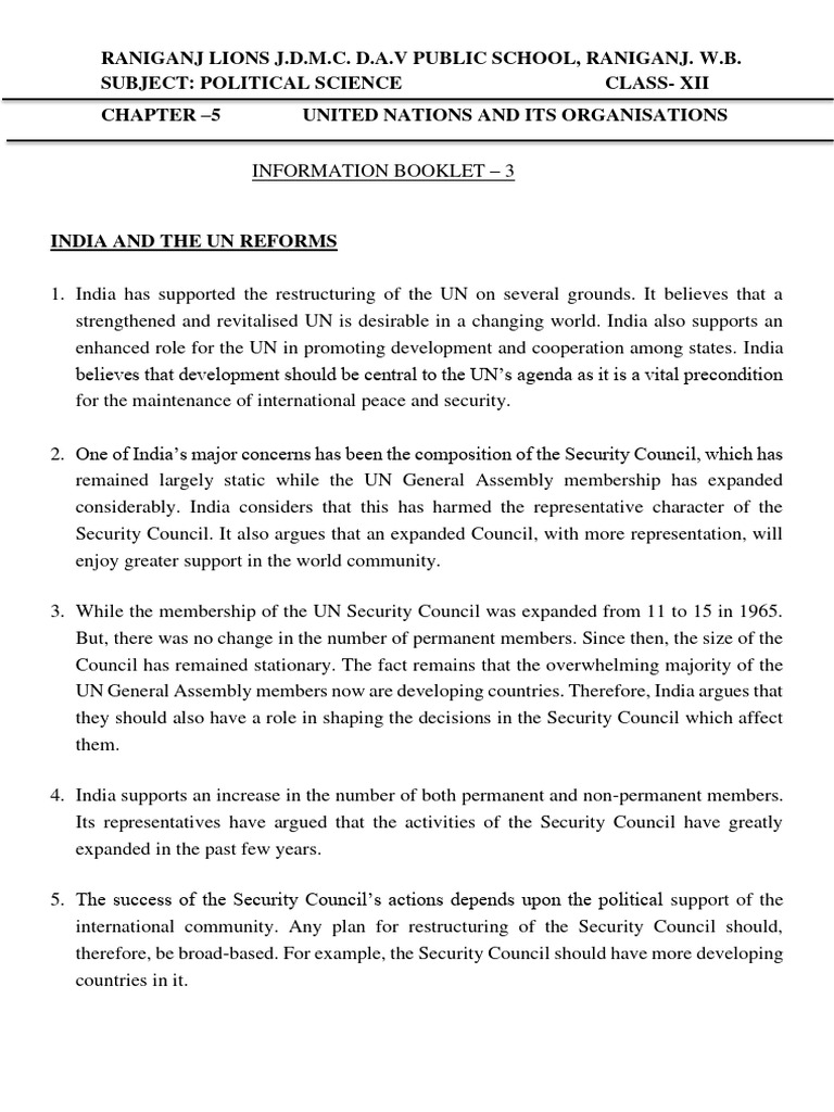 Class 12 C5 United Nations and Its Organisations p3 | Download Free PDF ...