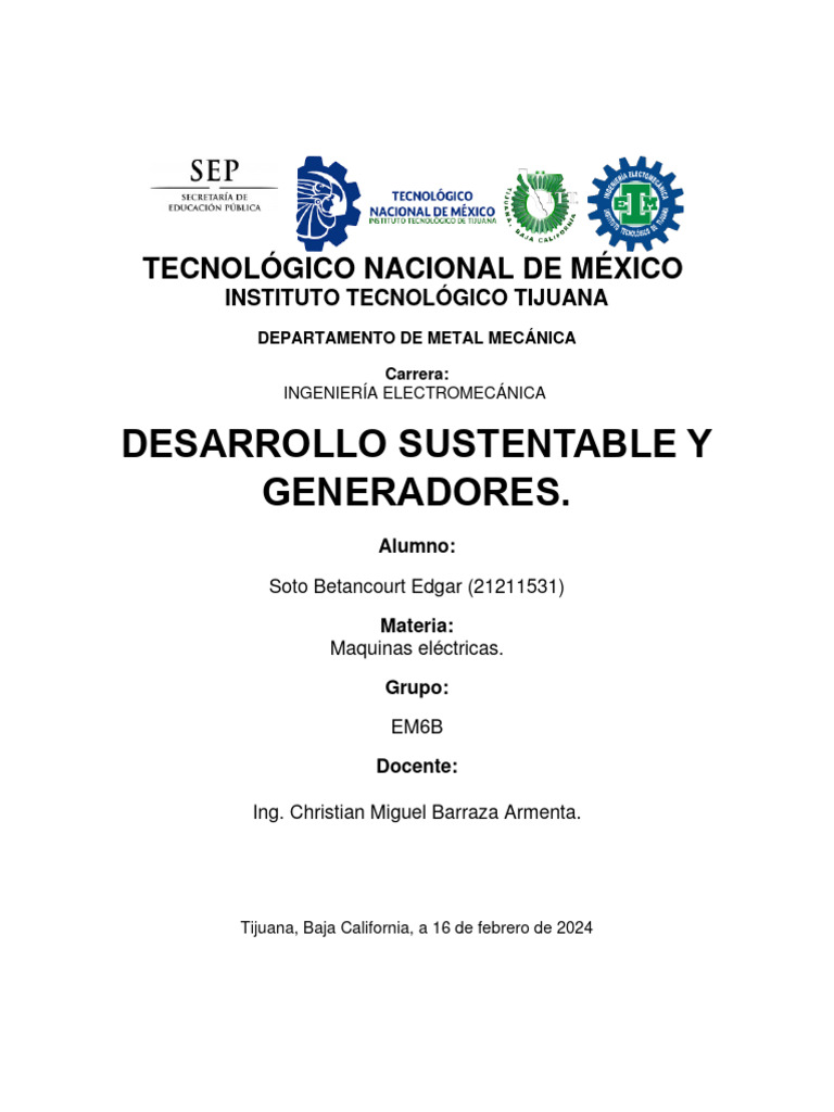 Desarrollo Sust. y Generadores - 21211531 - Em6b | PDF | Energía solar | Energía renovable
