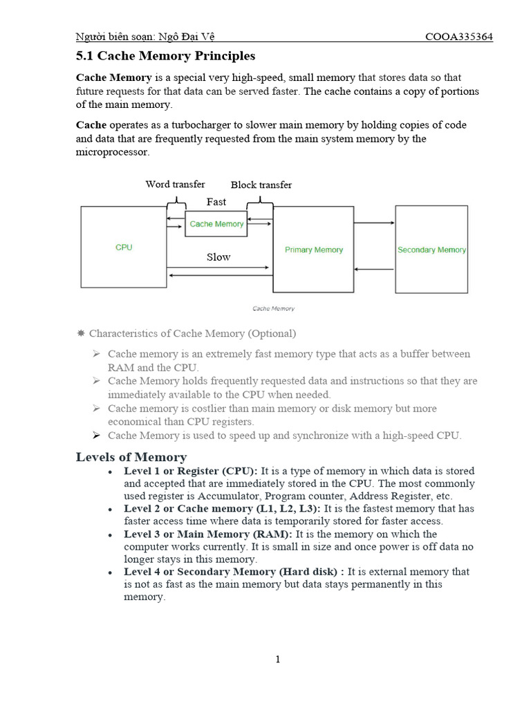 Cache Memory Principles (Eng-Viet) | PDF