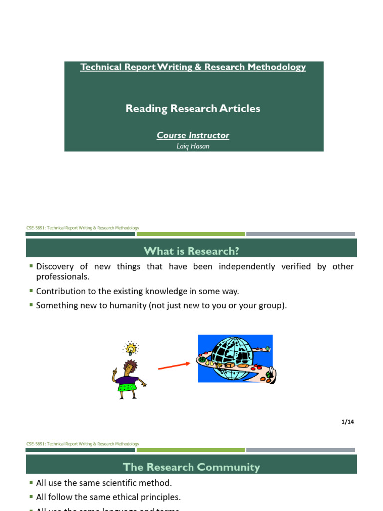 2-Reading Research Articles | PDF | Methodology | Scientific Method