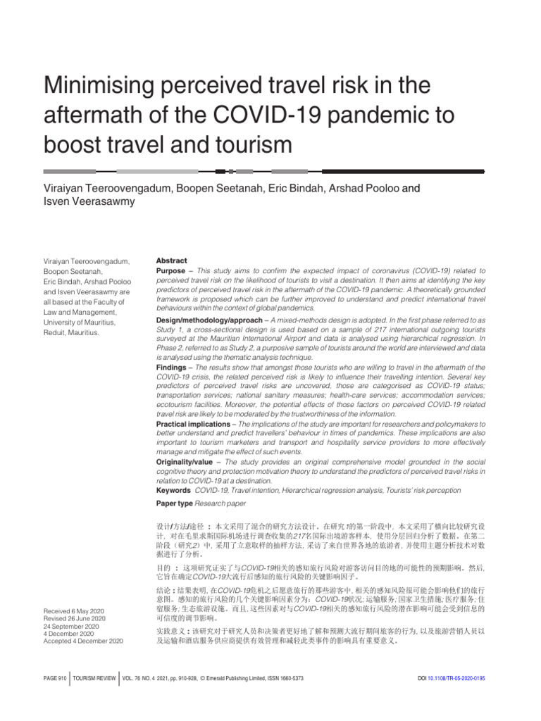 Minimising Perceived Travel Risk | PDF | Risk | Influenza A Virus ...