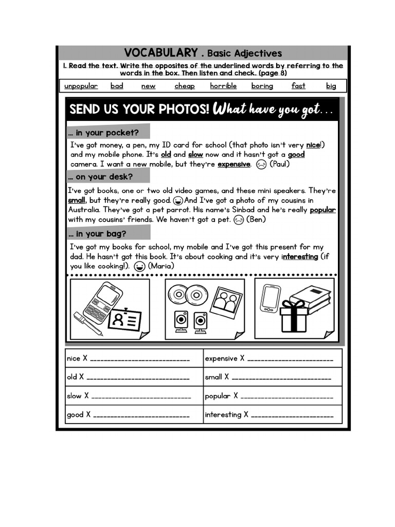 Worksheet Adjectives Year 5 | PDF