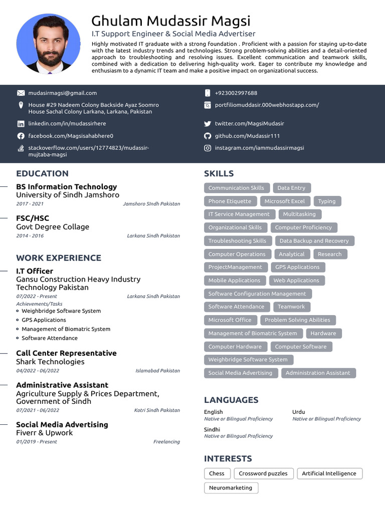 Ghulam Mudassir Resume | PDF | Software | Application Software