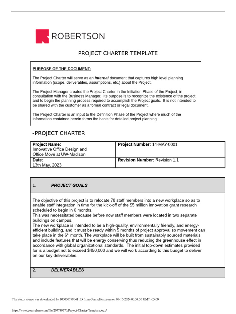Project Charter Template | PDF