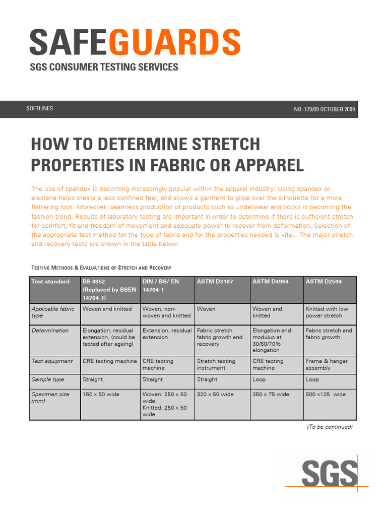 SGS Safeguards 17909 How To Determine Stretch Properties in Fabric or ...