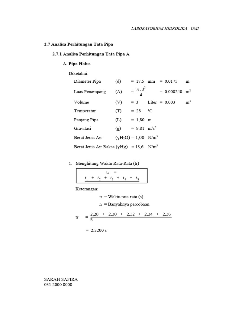 Analisis Tata Pipa dalam Hidrolika | PDF | Metode & Bahan Ajar