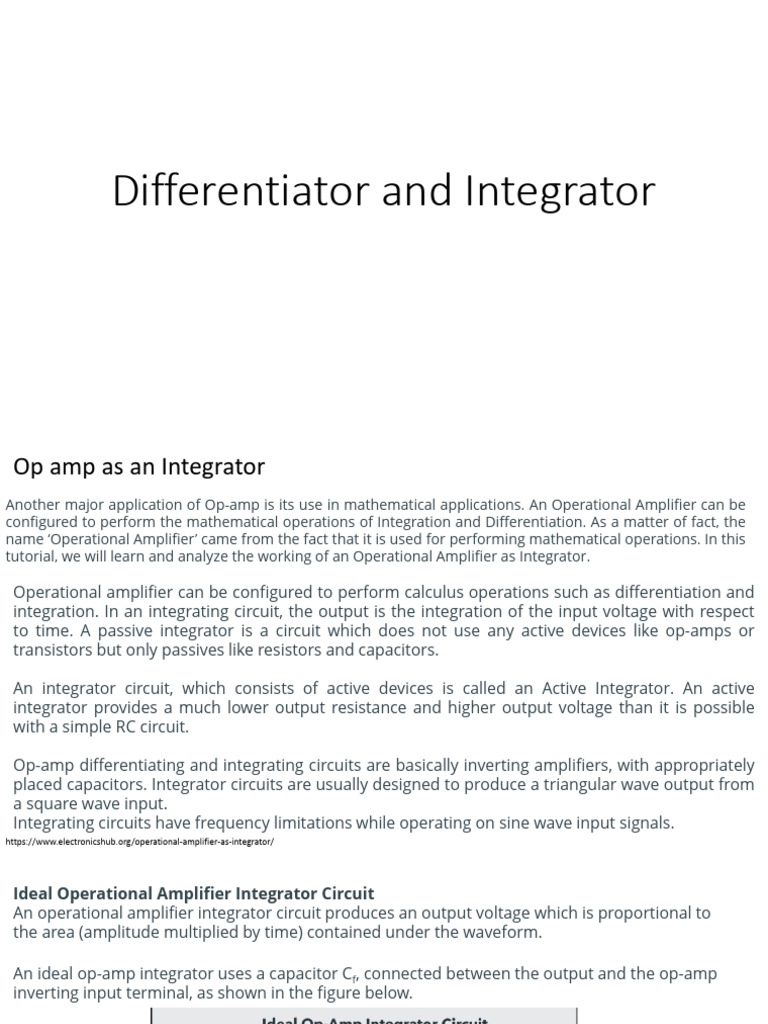Differentiator and Integrator (Aartimam) | PDF | Operational Amplifier ...