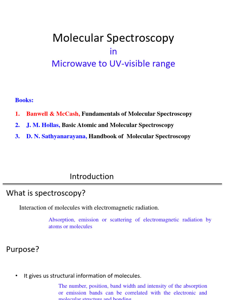 Spectroscopy Part - Slides Till 10th November | PDF | Electromagnetic ...