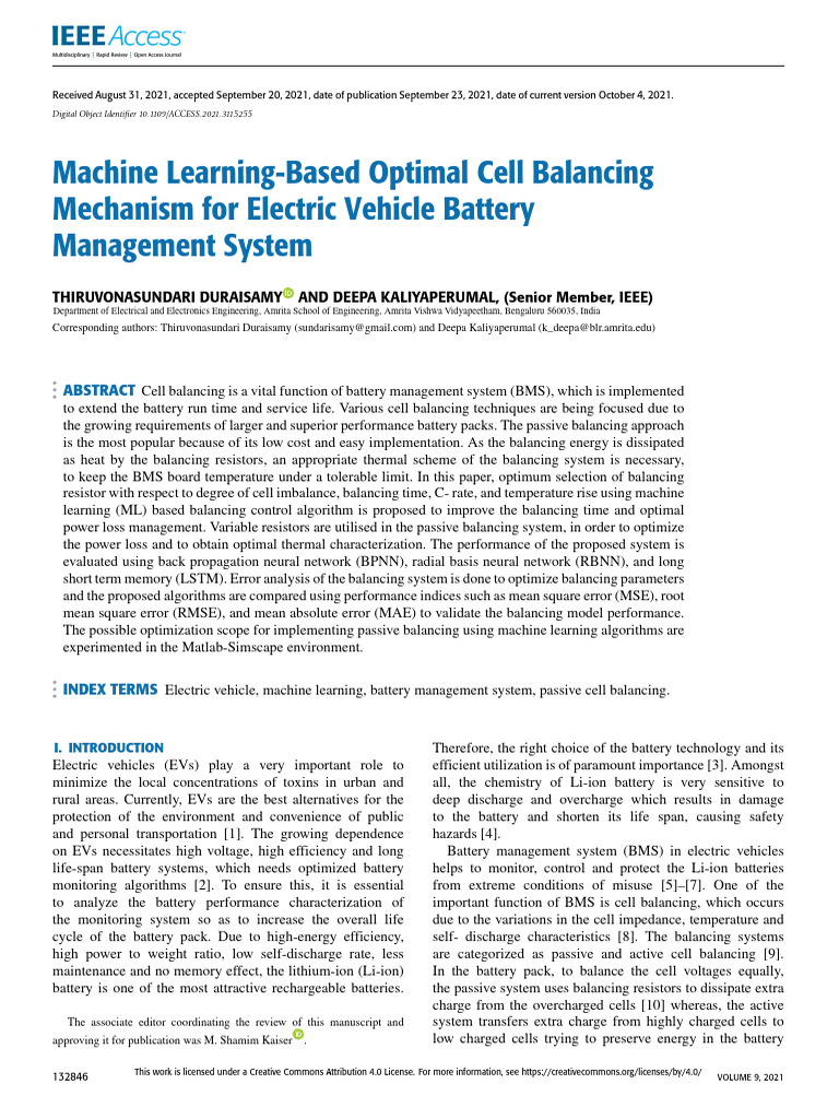 ML-Based Cell Balancing for EV BMS | PDF | Artificial Neural Network ...