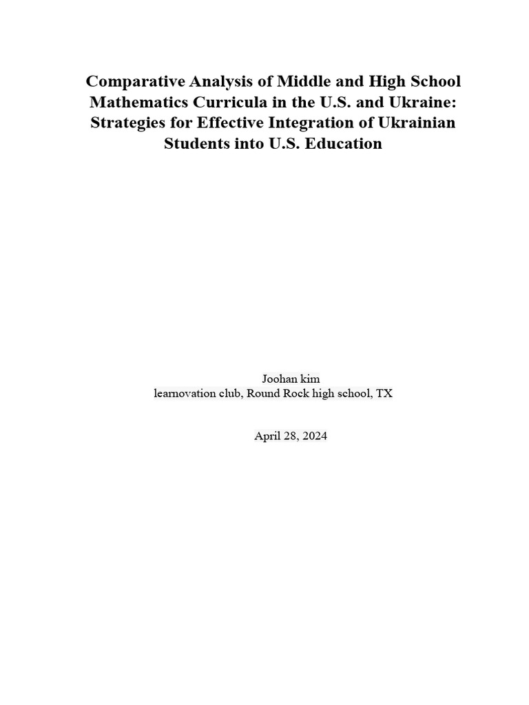 U.S. and Ukraine Math Curriculum Comparison | PDF | Numbers ...