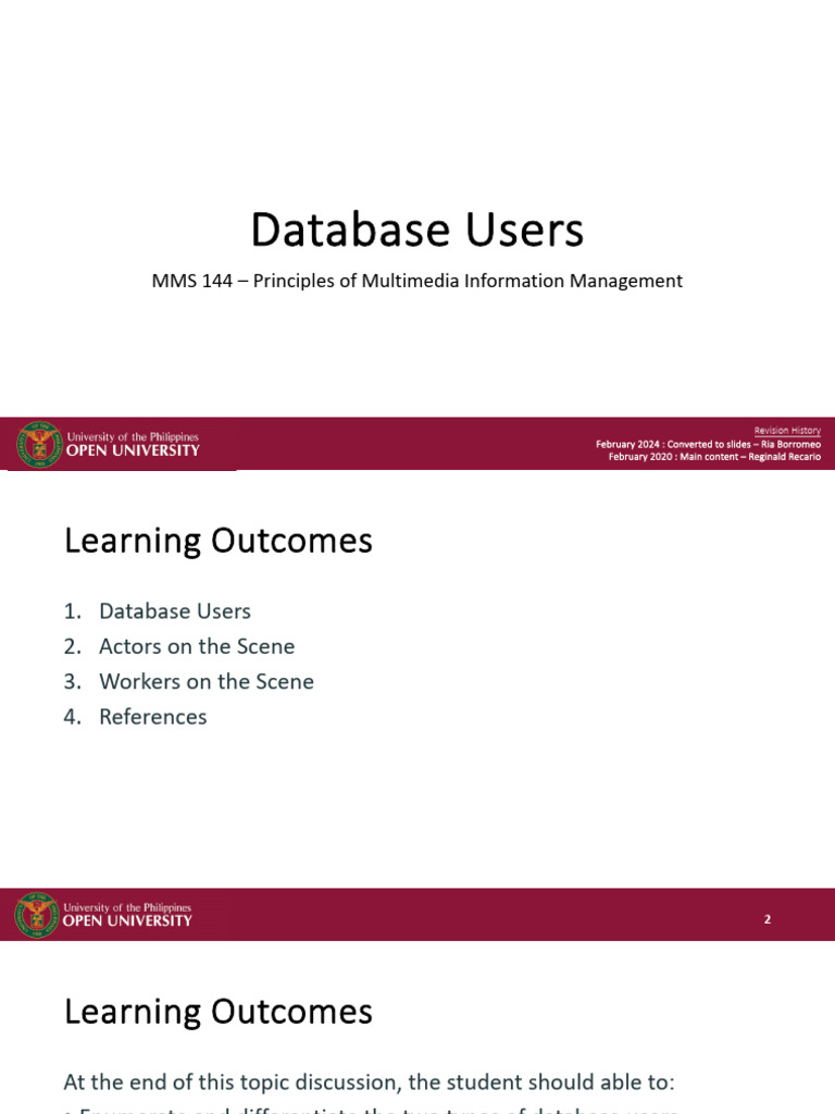 Database Users: MMS 144 - Principles of Multimedia Information Management | PDF | Databases ...