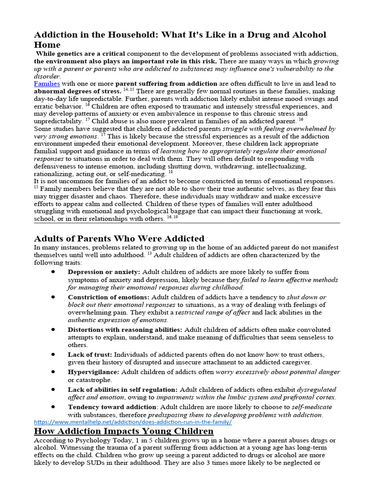 Impact of Addiction on Families and Children | PDF | Substance Use ...