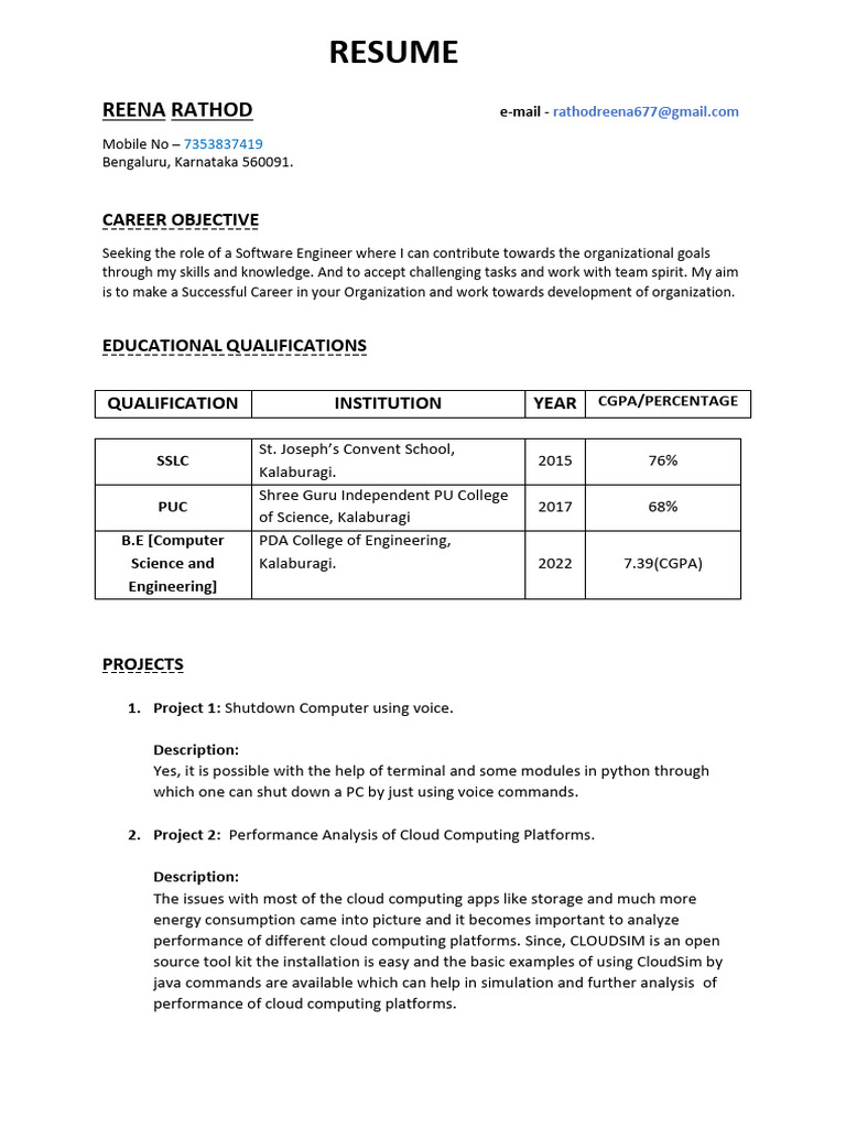 REENA RATHOD - Resume - 111427 | PDF | Computing | Cloud Computing