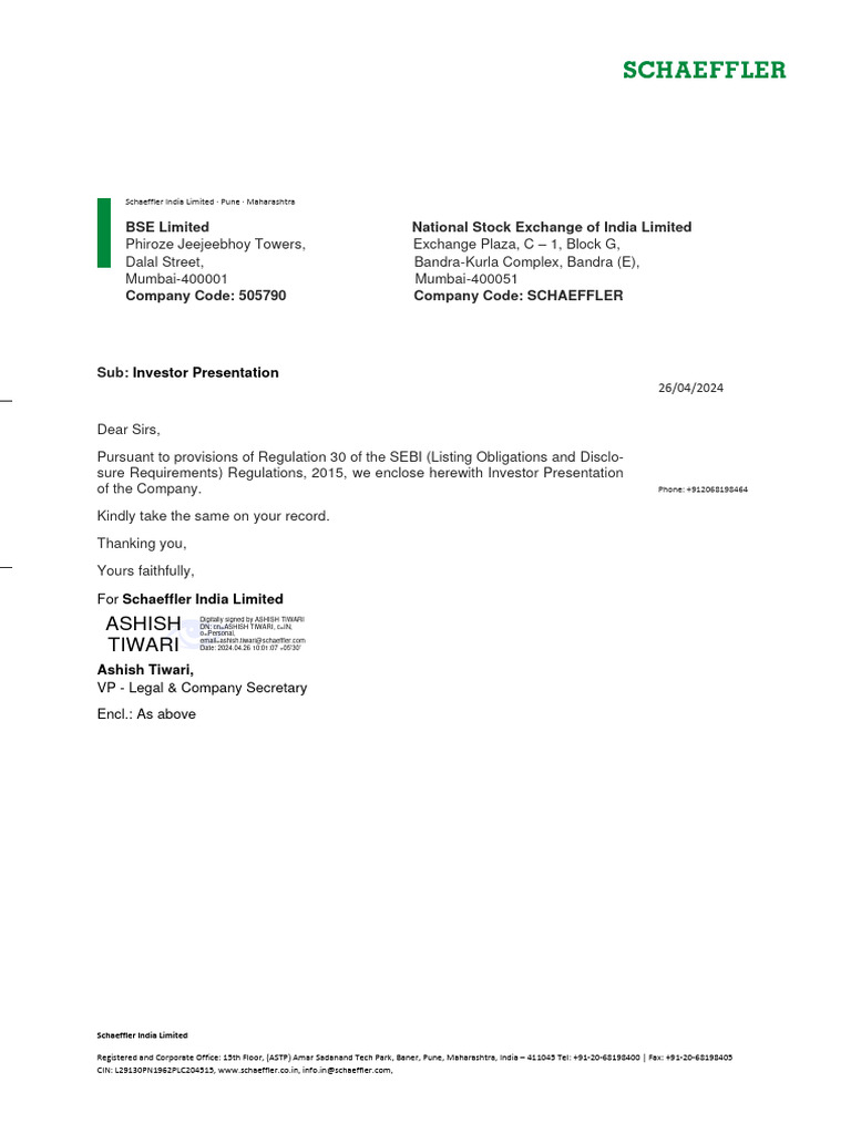 Schaeffler India Limited-Investor Presentation | PDF | Consumer Price ...